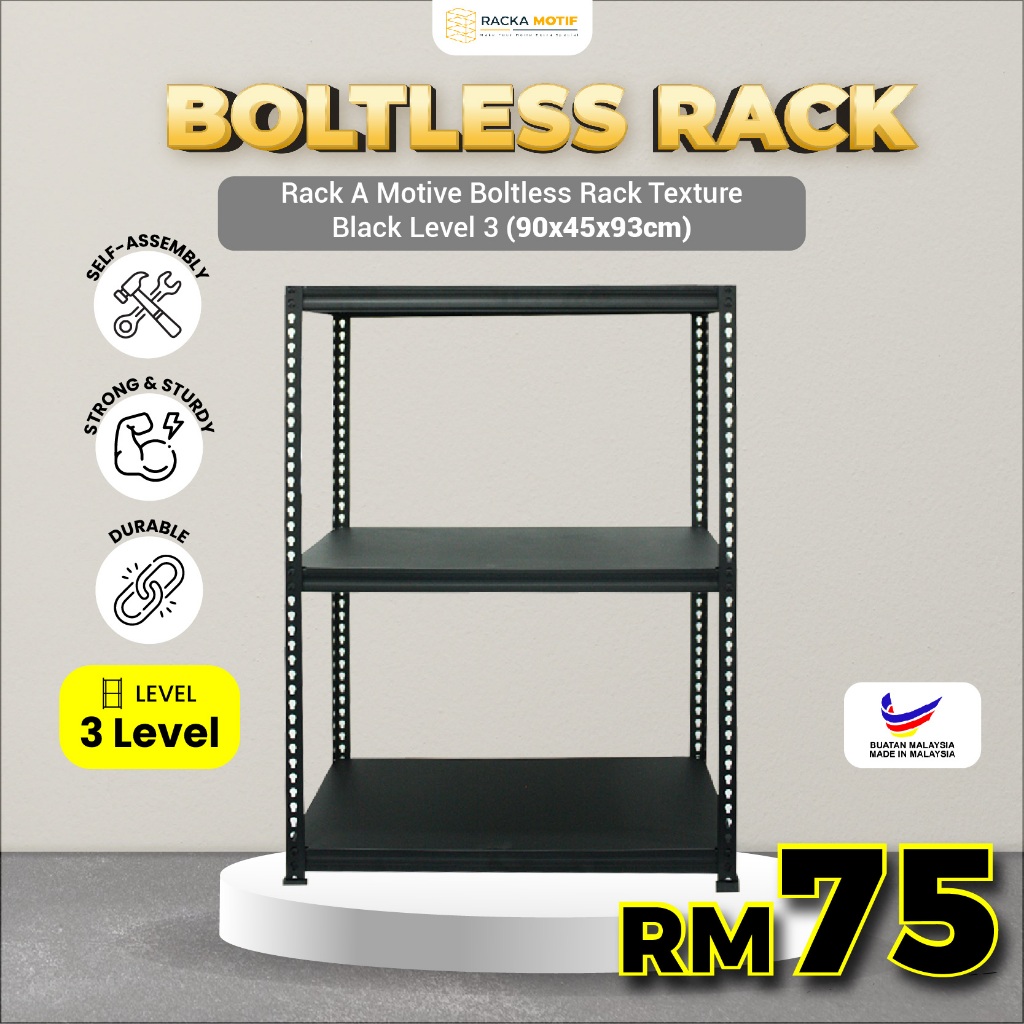Rack A Motive Boltless Rack Texture Black Level 3 Boltless Rack Storage ...
