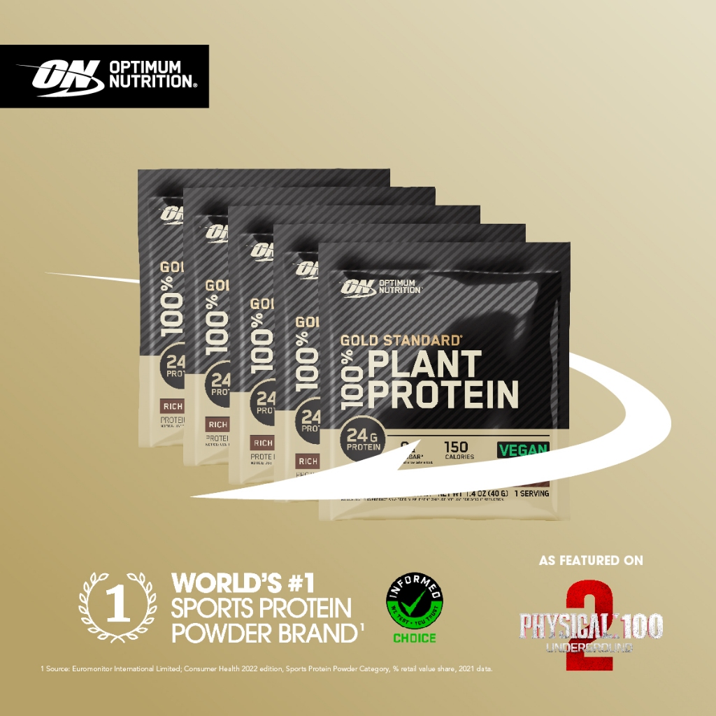 Optimum Nutrition Plant Protein Sachet (24g x 5 Sachet) | Shopee Malaysia