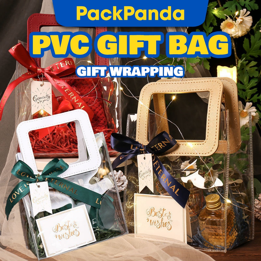 PVC Door Gift Bag Transparent Square Handle Wedding Beg Plastik Goodies ...