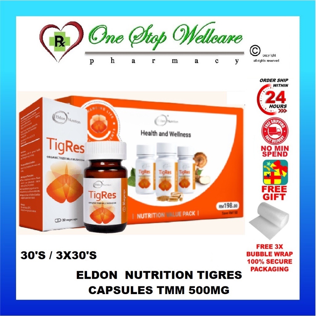 (EXTRA 2 GIFTS) ELDON NUTRITION TIGRES CAPSULES TMM 500MG 30'S / 3X30'S ...