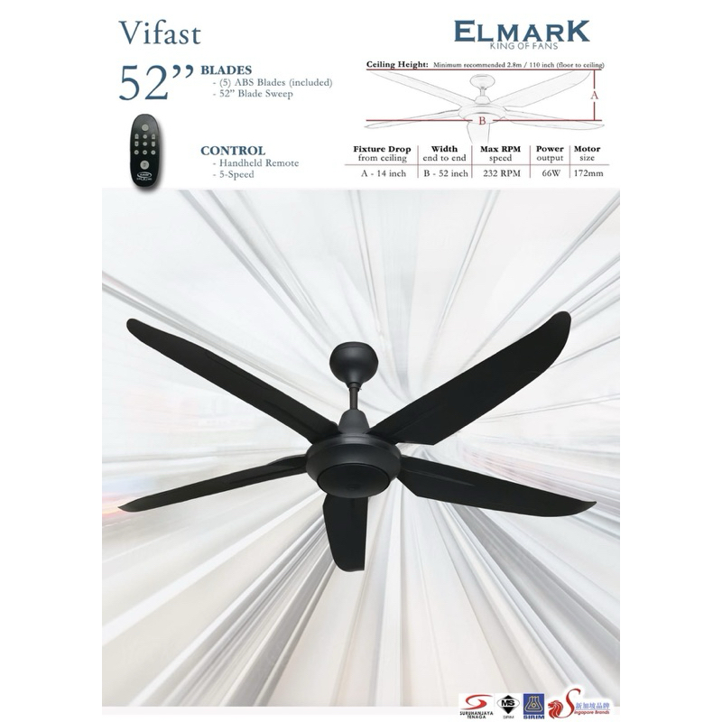 Elmark Vifast ceiling fan | Shopee Malaysia