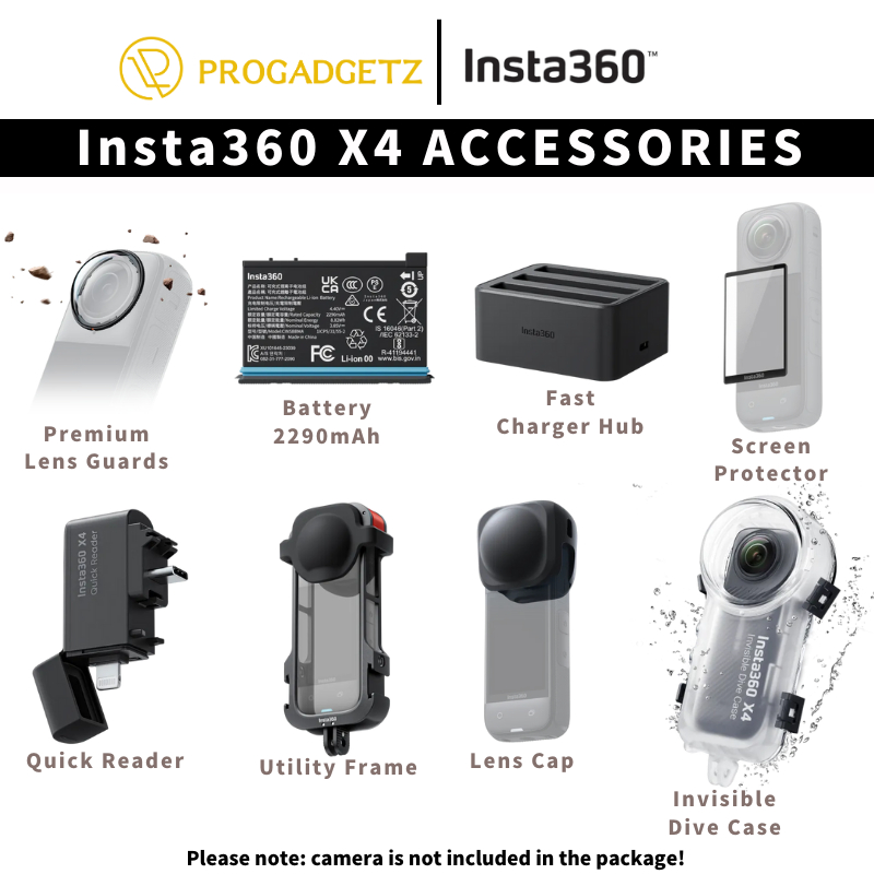 Insta360 X4 Original Accessories (Battery/Fast Chager/Lens Cap/Carry ...