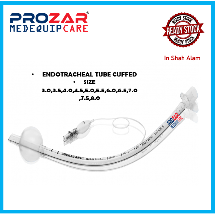 ENDOTRACHEAL TUBE (CUFFED)- 3.0,3.5,4.0,4.5,5.0,5.5,6.0,6.5,7.0,7.5,8.0 ...
