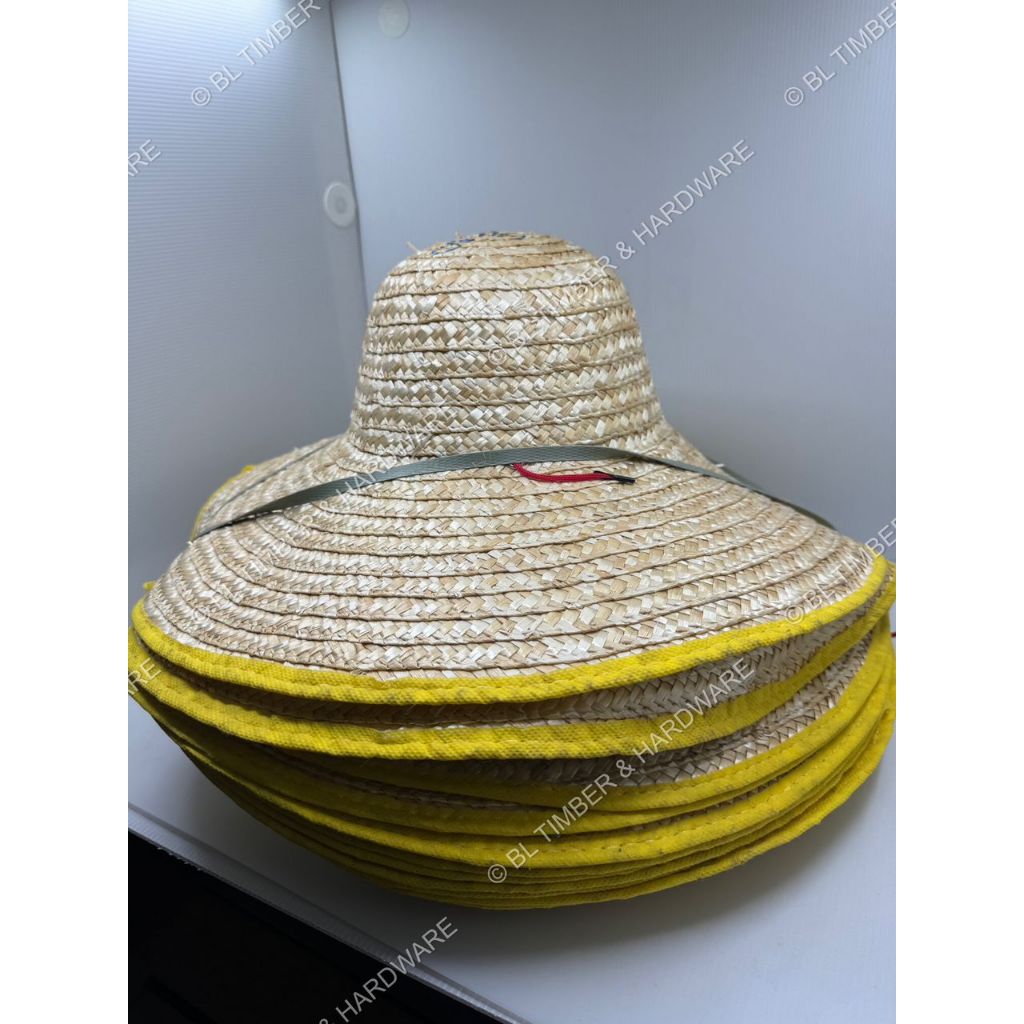 20" Grass Straw Farmer Hat with Adjustable Strap/ Topi Mengkuang /Kebun ...