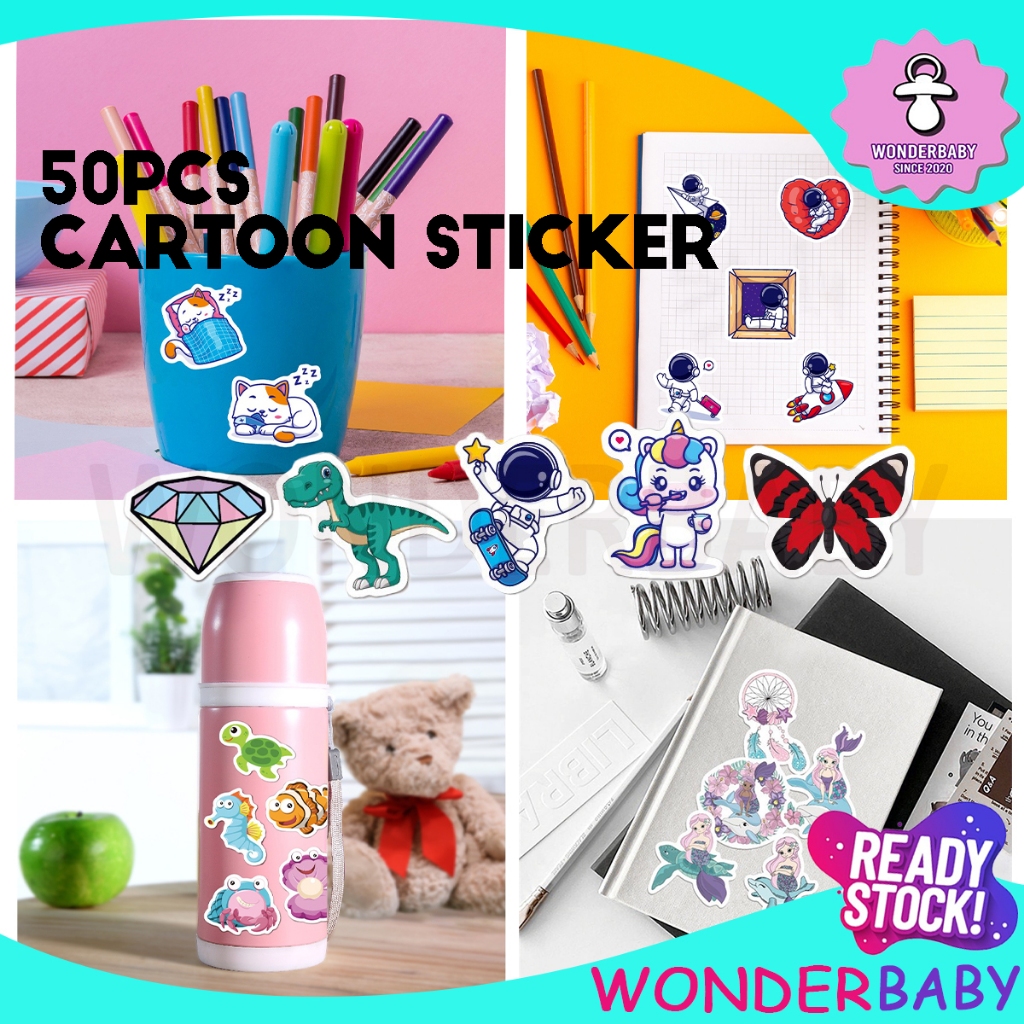 50 Pcs Kids Cute Cartoon Bubble Sticker Stationery Waterproof Non ...