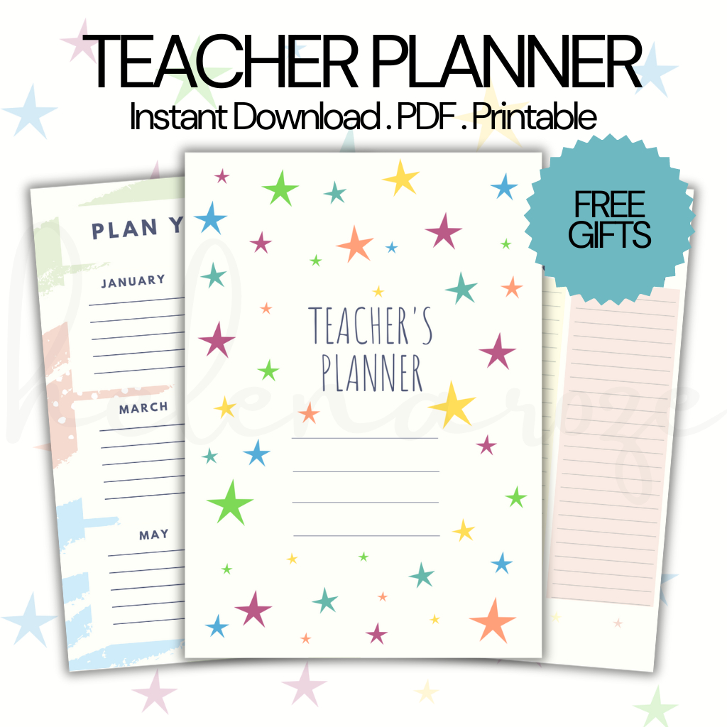 Teacher Planner Printable PDF, Planner Book, Daily Planner, Weekly ...