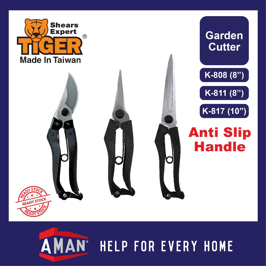 TIGER Garden Pruning Shear Flat Blade Cutter Gardening Tools Garden ...