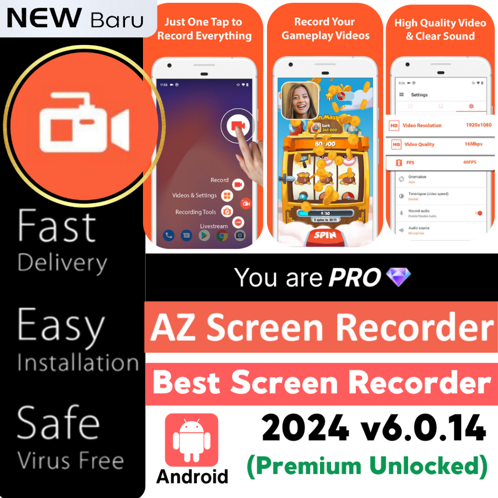 AZ Screen Recorder Pro v6.0.14 (Premium Unlocked) Best Screen Recorder For your Android | Shopee ...