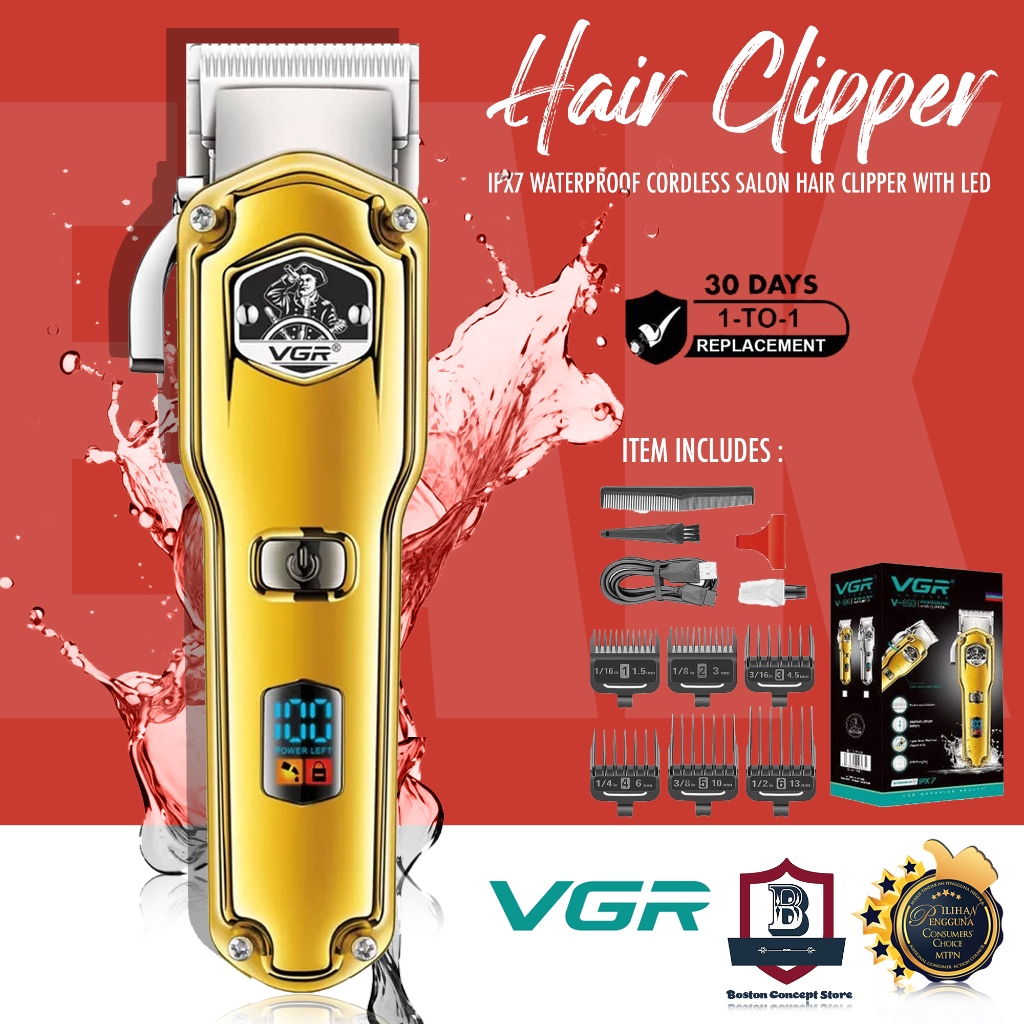 VGR V-693 IPX7 Waterproof Hair Clippers for Men Barber Clippers ...