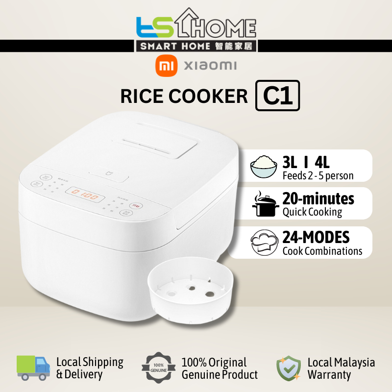 Xiaomi Mijia C1 Rice Cooker Non Sticky (3L/4L/5L) 24hrs Timer, 24 cooking modes | Shopee Malaysia
