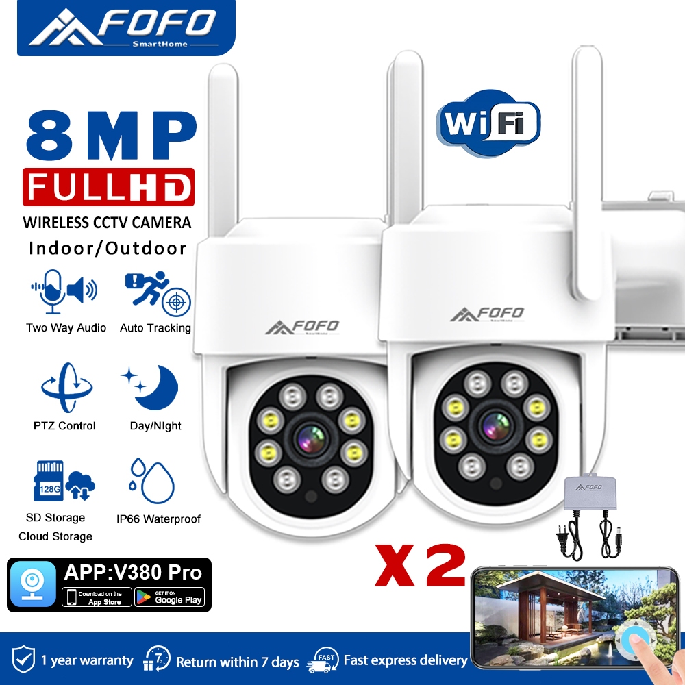 FOFO 8MP Auto Tracking CCTV Security Camera WIFI Outdoor PTZ Wireless ...