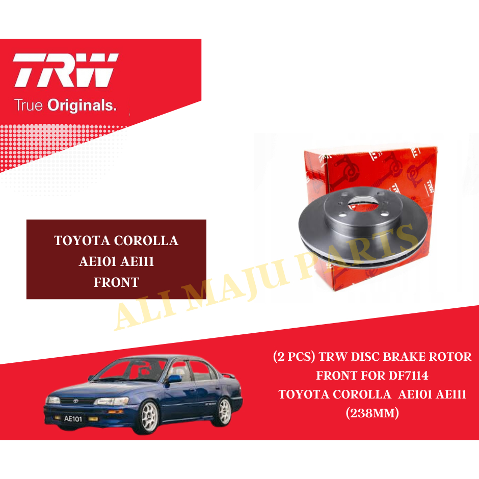(2 pcs) TRW Disc Brake Rotor Toyota Corolla AE101 AE111 Front for ...