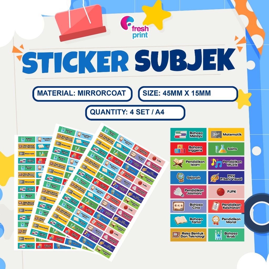 STICKER SUBJEK / STICKER HARI / STICKER SEKOLAH | Shopee Malaysia
