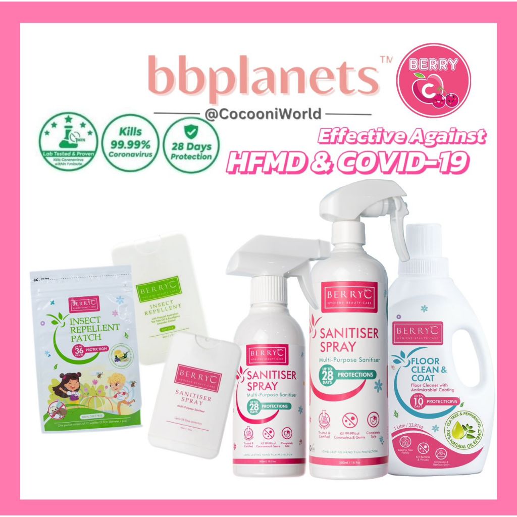 BERRYC Sanitiser Spray Bottle 300ml/500ml EXP01/28 HFMD Covid Sanitizer ...