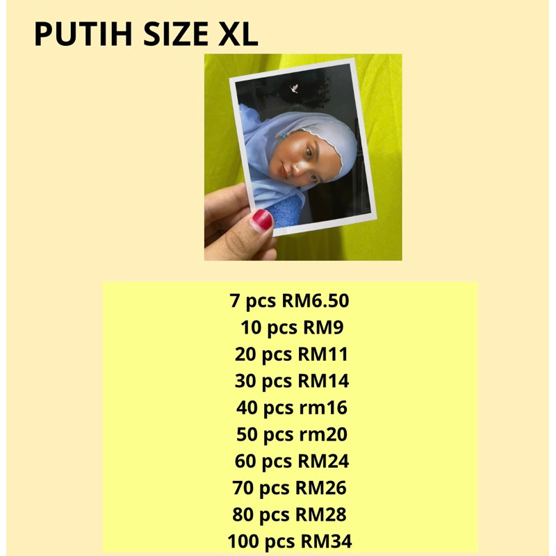 PUTIH SIZE XL (LOMO CARD) | Shopee Malaysia