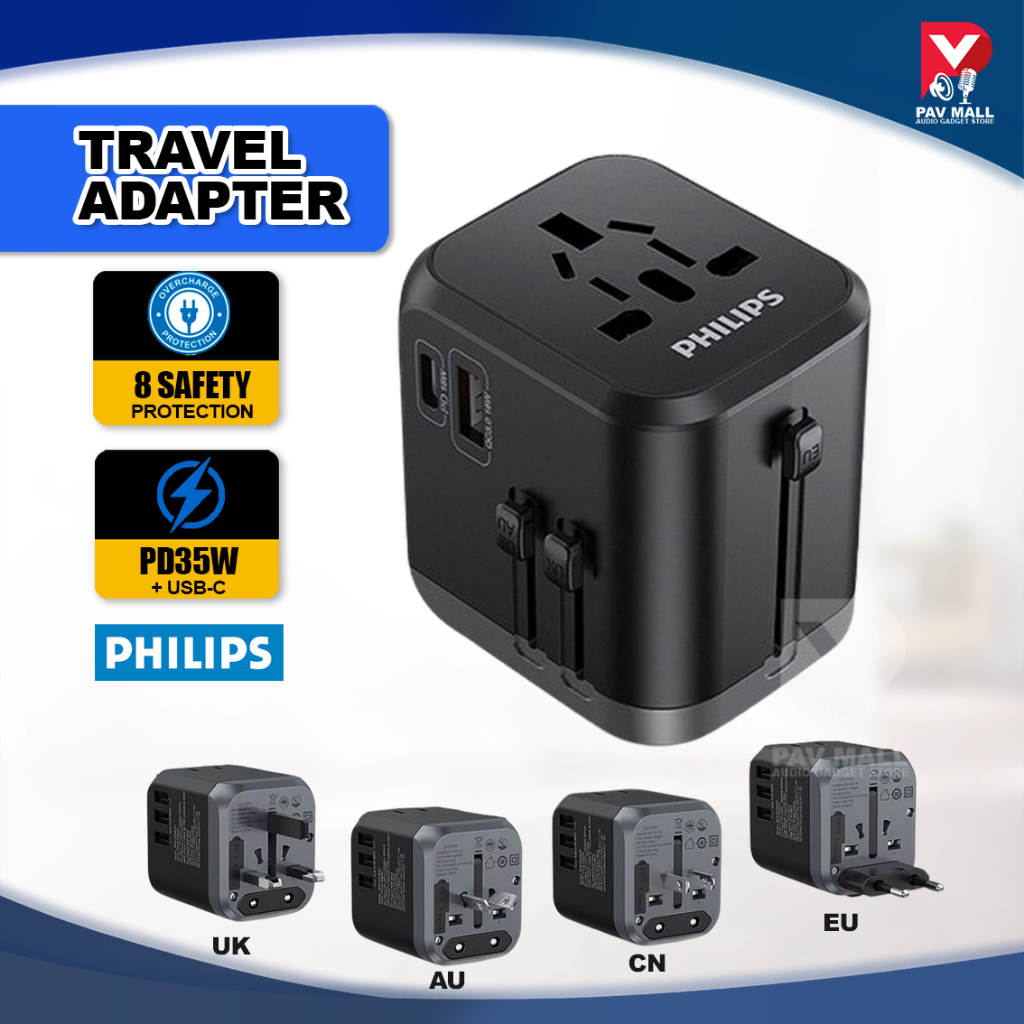 Philips Travel Adapter Universal SPS1004B/93 Plug Converter UK CN EU ...