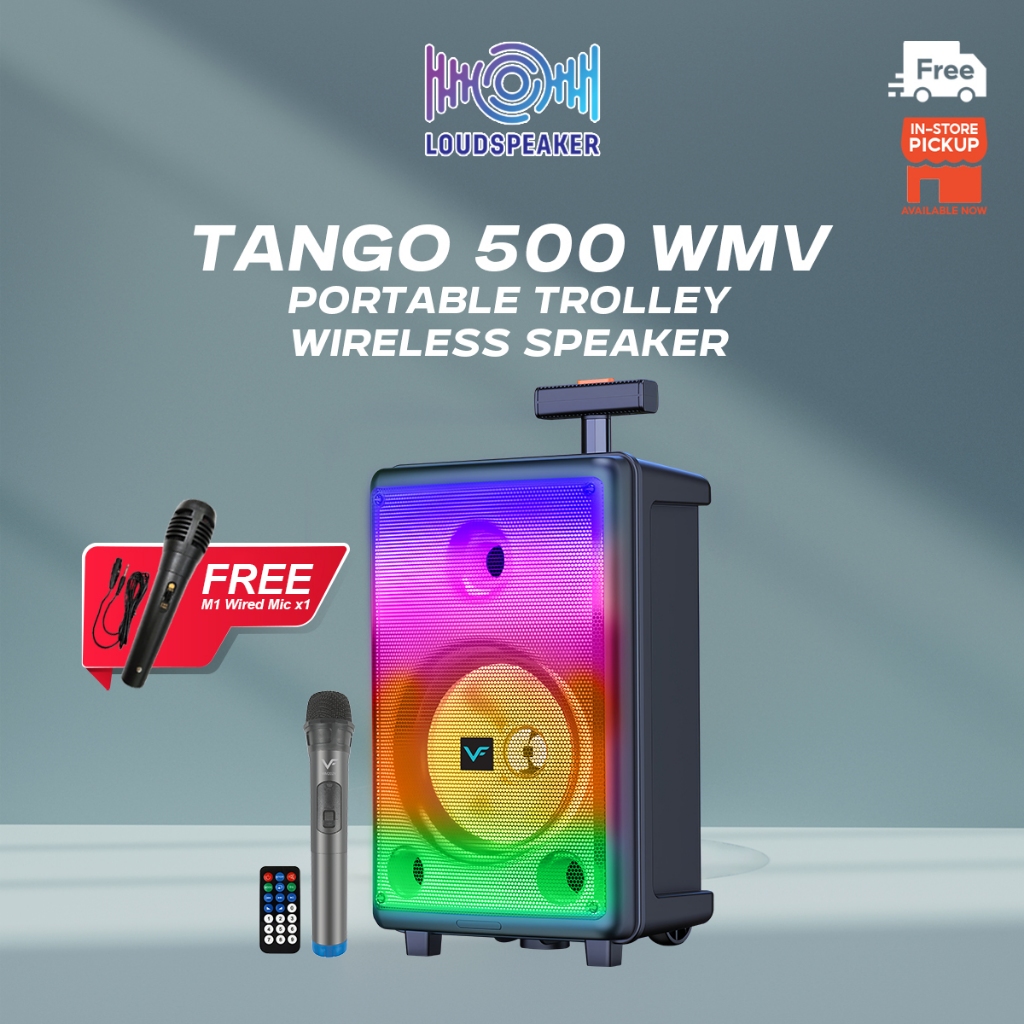 Vinnfier VF Tango 500 WMV Portable Karaoke Speaker 70W Power Output Stereo Sound LED Lights ...