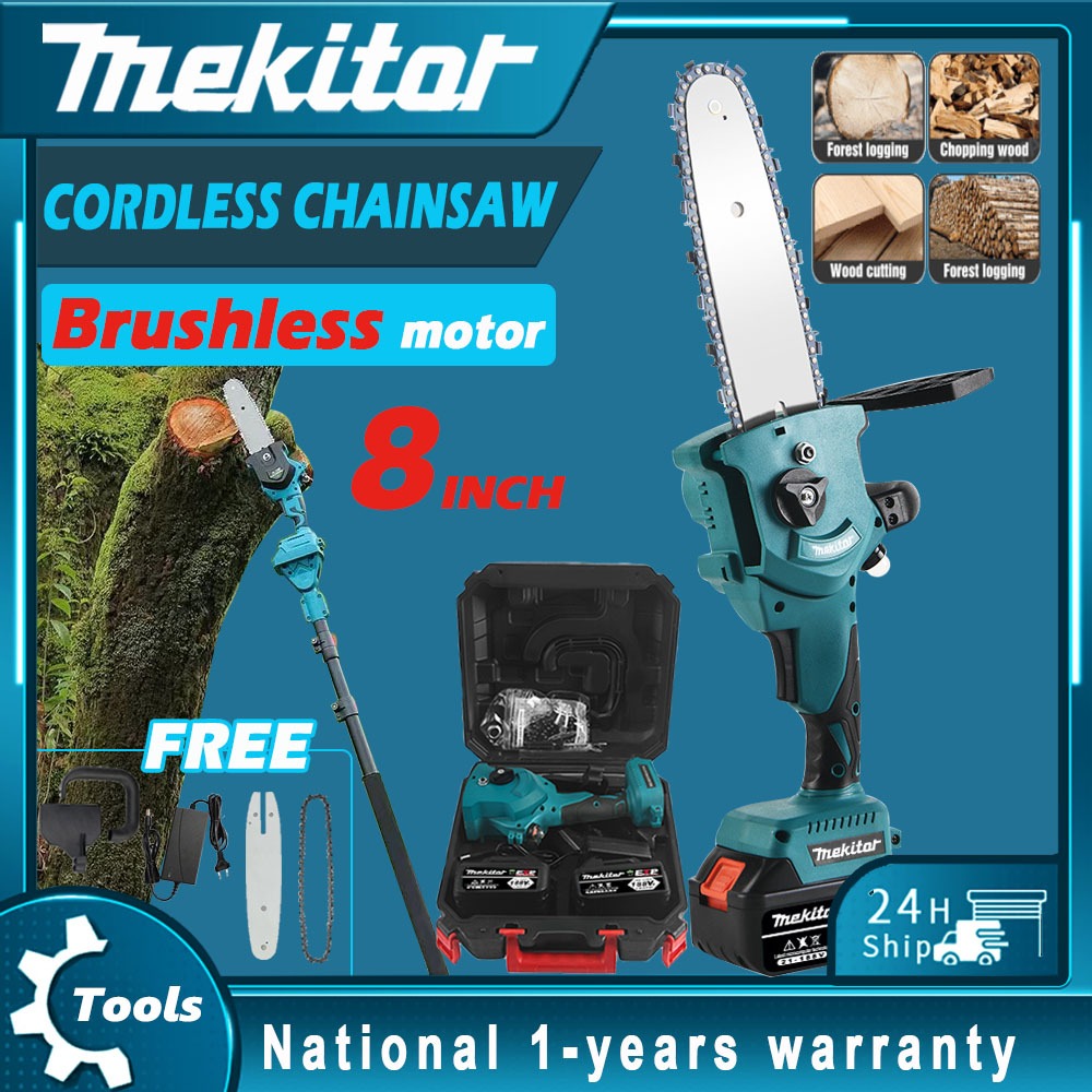 Mekitor chainsaw cordless 8inch gergaji pokok pemotong kayu portable ...