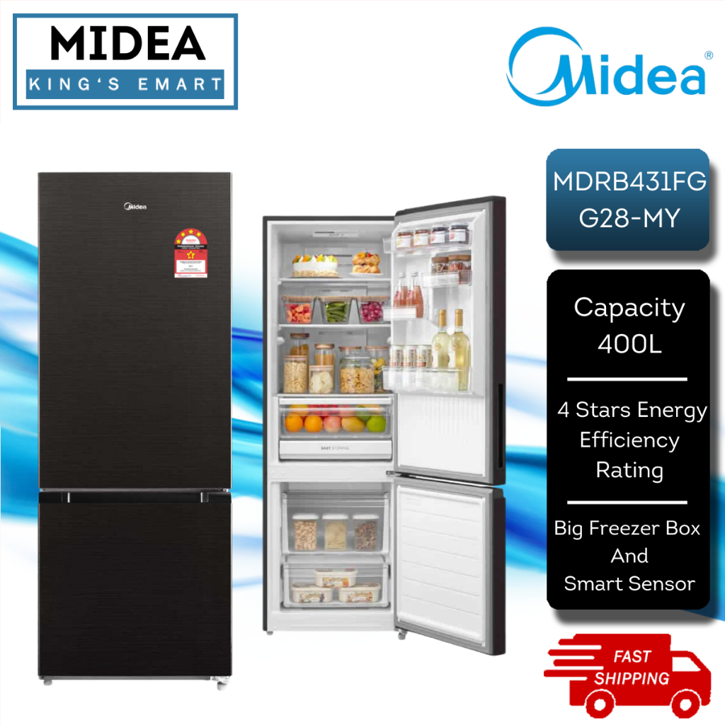 Midea 400L 2 Doors Inverter Quattro Bottom Freezer Fridge Refrigerator ...