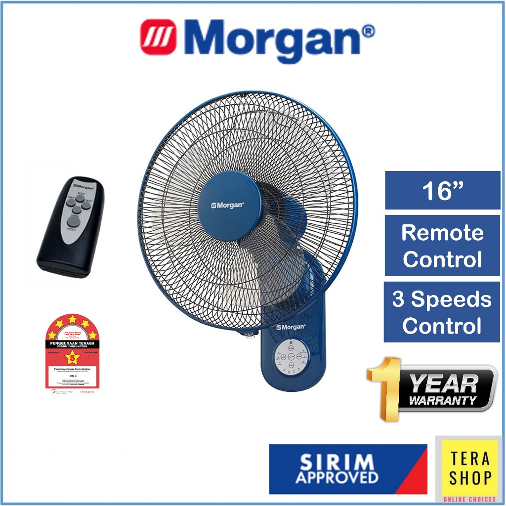 Morgan MWF-NC169RC Wall Fan 16" with Remote Control Kipas Angin ...