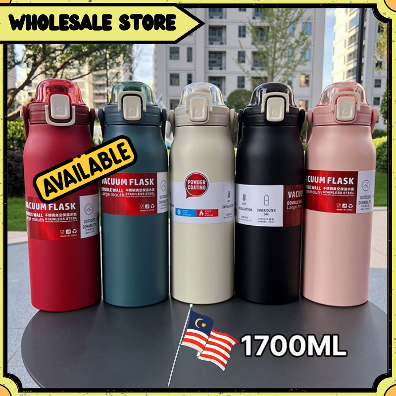 1700ML Thermos Vacuum Cup 316 Stainless Steel Heatproof Water Kettle Bekas Botol Air Besar Big ...