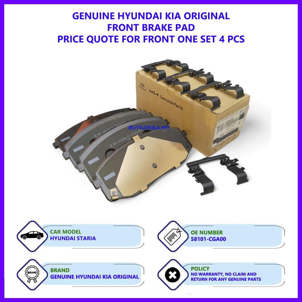 Hyundai Staria Genuine Original Brake Pad (Front 58101-CGA00 / Rear ...