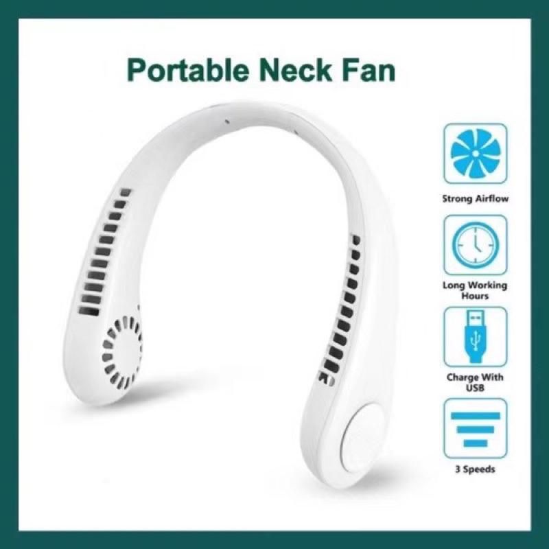 Kipas Mini Fan Kipas Leher Neck Fan USB Rechargeable 360° Surrounding ...
