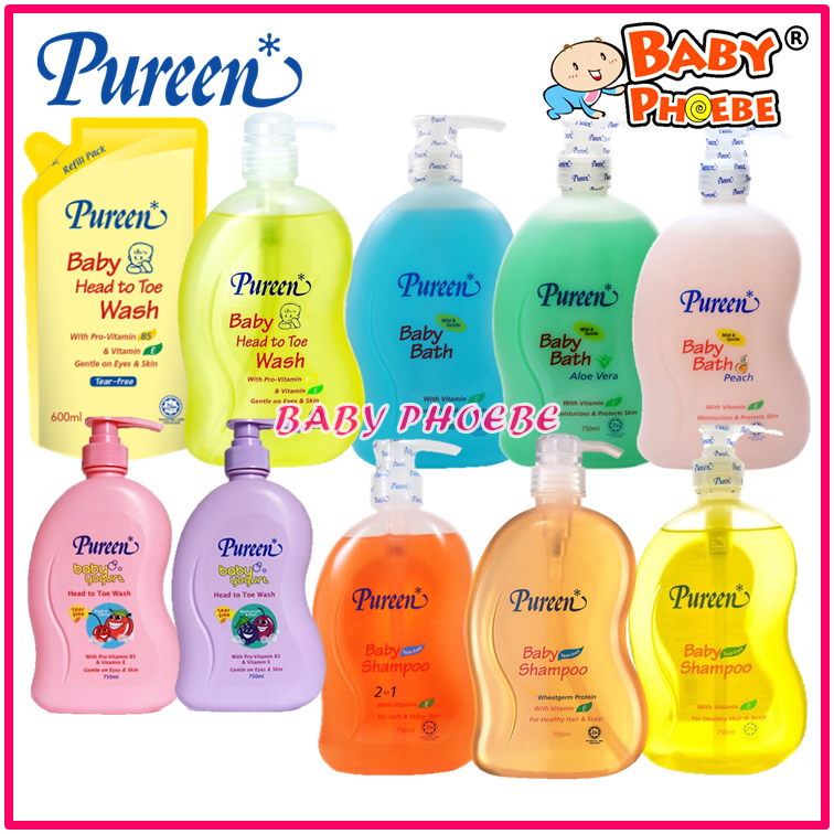 Pureen Baby Head to Toe Wash / Baby Bath/ Baby Shampoo 600ml/750ml (1pc ...