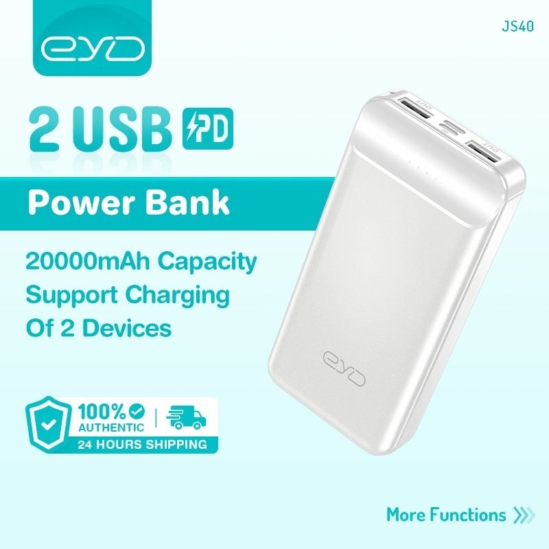 EYD JS40 2USB POWER BANK 2 INPUT MICRO & TYPE-C POWERBANK LED POWER ...