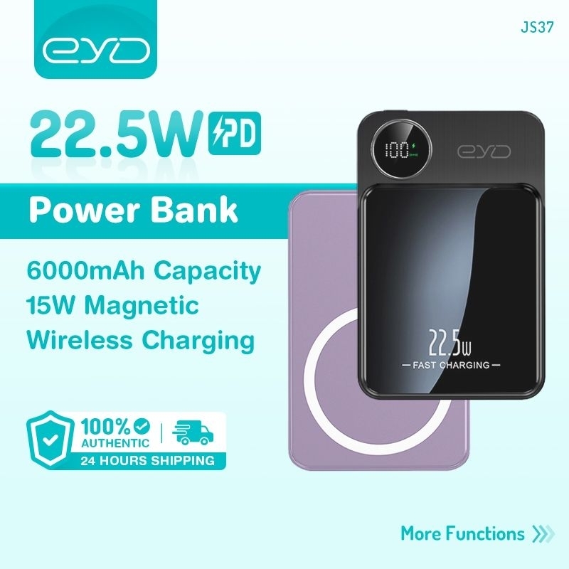 EYD JS37 JS36 JS35 MAGNETIC POWER BANK WIRELESS PD FAST CHARGE LED ...