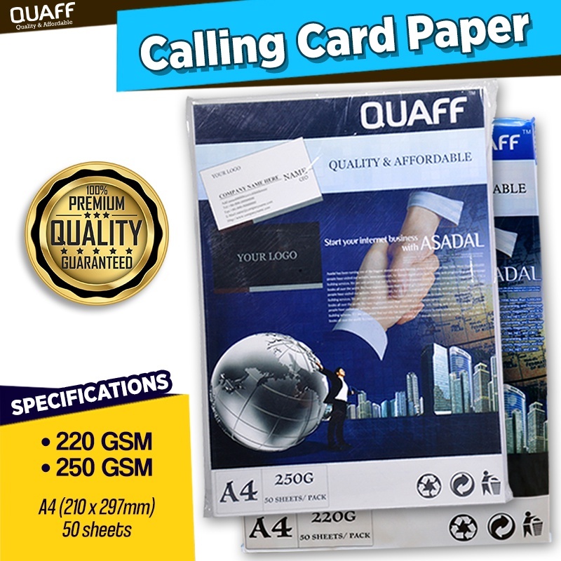 QUAFF Calling Card Matte Inkjet Paper A4 Size Slabaster Paper Business ...