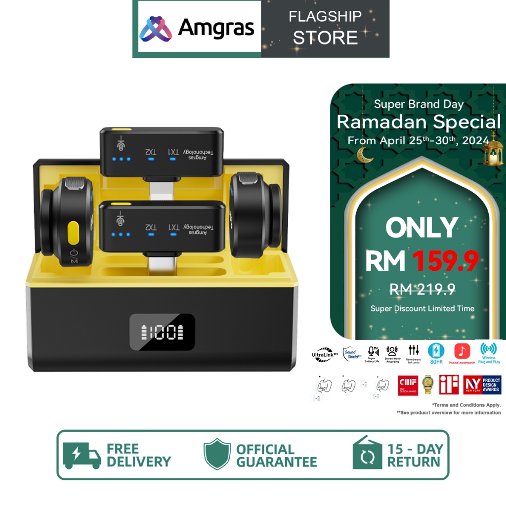 Amgras SoundMeta V Ultra Button Type Wireless Lavalier Microphone With ...