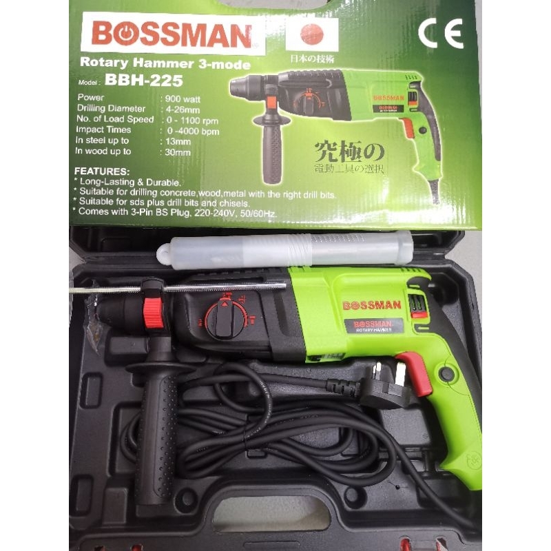 [BBH-225] BOSSMAN Rotary Hammer 26MM Hammer Drill 3 Fungsi Drill ...