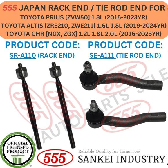 555 GENUINE JAPAN TIE ROD END / RACK END FOR TOYOTA PRIUS [ZVW50] '15 ...