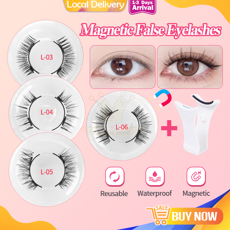 Magnetic Eyelash (With Lash clip) 1 Pairs 3D False Eyelashes 4Piece ...