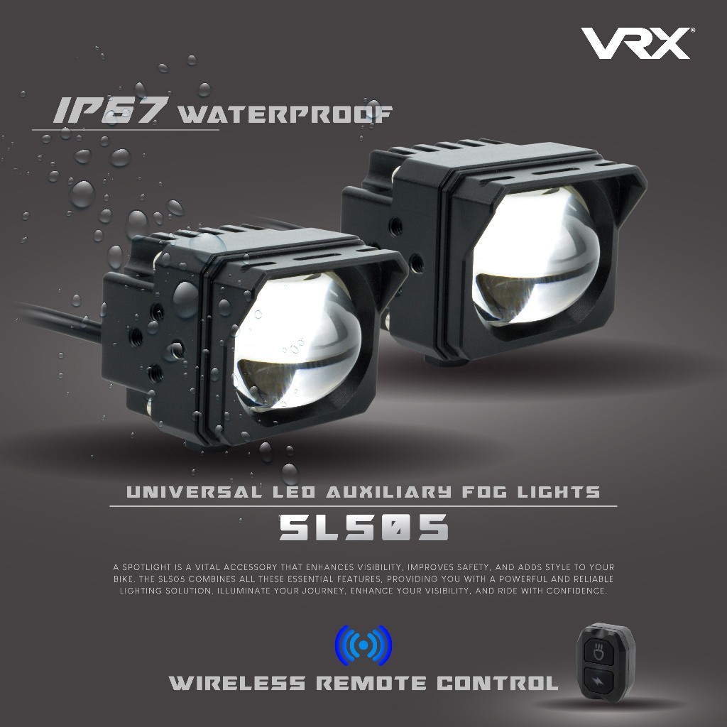 VRX SPOT LIGHT 2PCS MOTORCYCLE REMOTE CONTROL LED SPOT LIGHT HEADLIGHT ...
