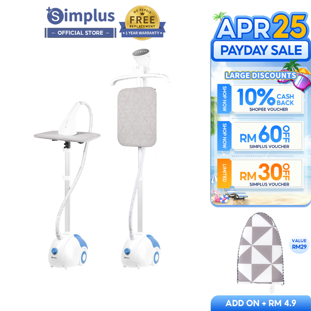 Simplus Iron Steam Garment Steamer 2000W 11-Iron Mode Stainless Steel Soleplate 34g/min Steam ...