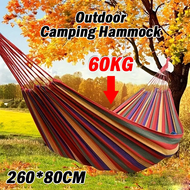 Outdoor Hammock Canvas Cotton Hammock Portable Tree Hanging Bed Swing ...
