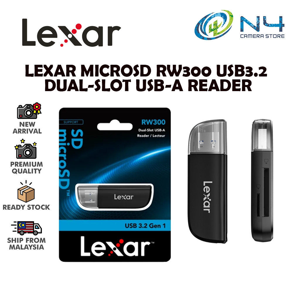 LEXAR MICROSD RW300 USB3.2 DUAL-SLOT USB-A READER - SDcard / MicroSD ...
