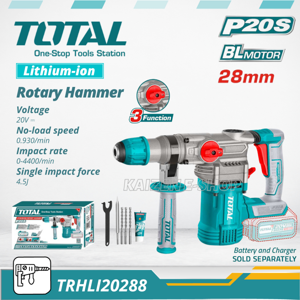 TOTAL TRHLI20288 Li-ion Rotary Hammer Brushless Motor 28MM | Shopee ...