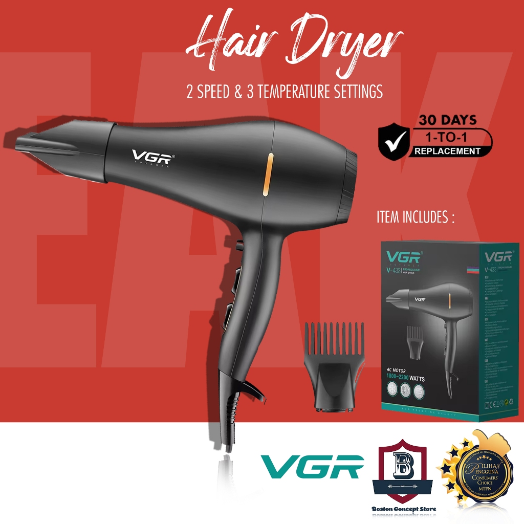 VGR V-433 Barber Equipment Powerful AC Motor Hair Styler Professional Electric Hooded Hair Dryer ...