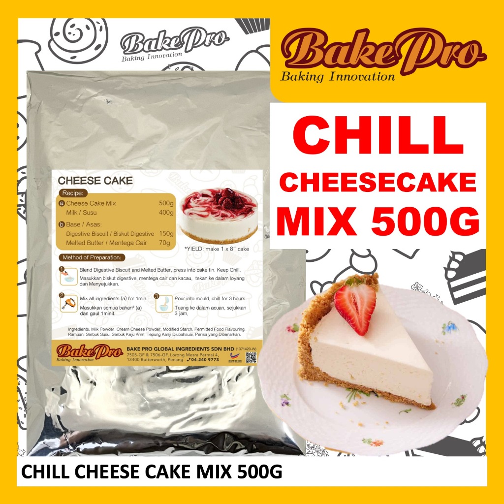 CHILL CHEESE CAKE MIX 500G/TEPUNG KEK CHEESE SEJUK 500GRAM | Shopee ...
