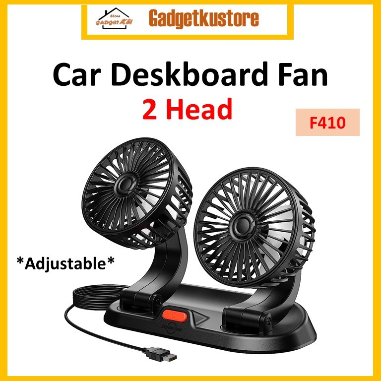 Car Fan Mounted Dashboard Dual Head Fan USB Super Cooler 360 Degree ...