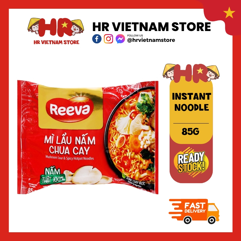 REEVA Noodle Hot Pot Spicy & Sour Mushroom 85g - 面条火锅酸辣蘑菇包85克 - Mì Reeva lẩu nấm chua cay gói ...