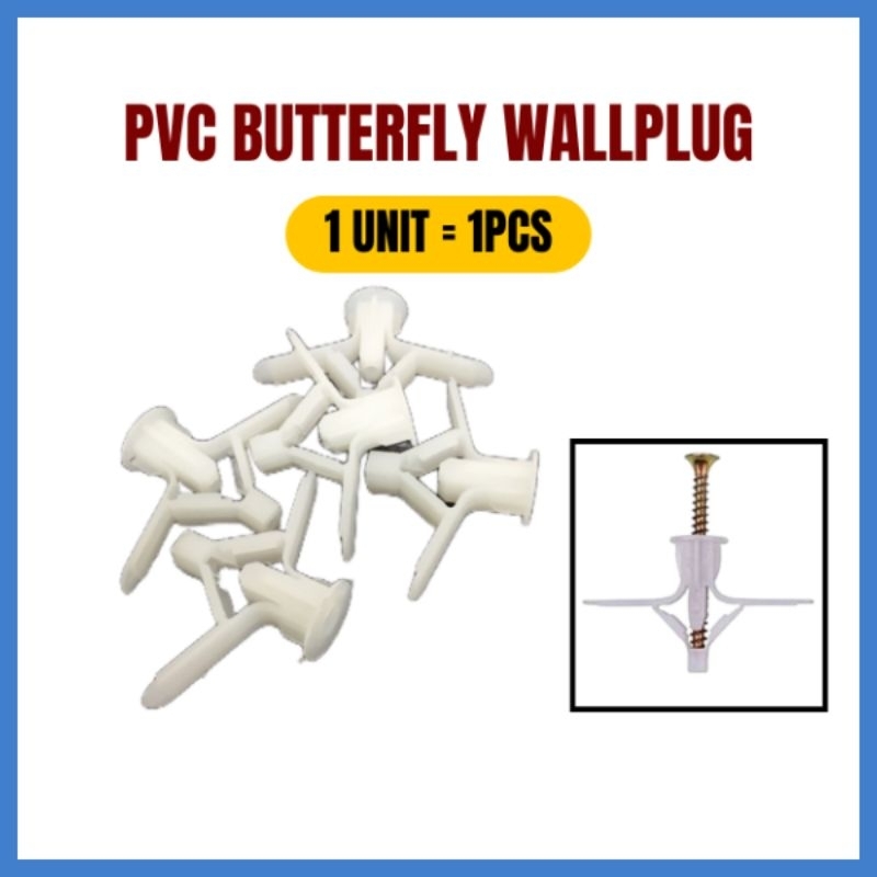(PER PCS) PVC Butterfly Wall plug/Partition Wall Plug 9mm-10mm(3/8 ...