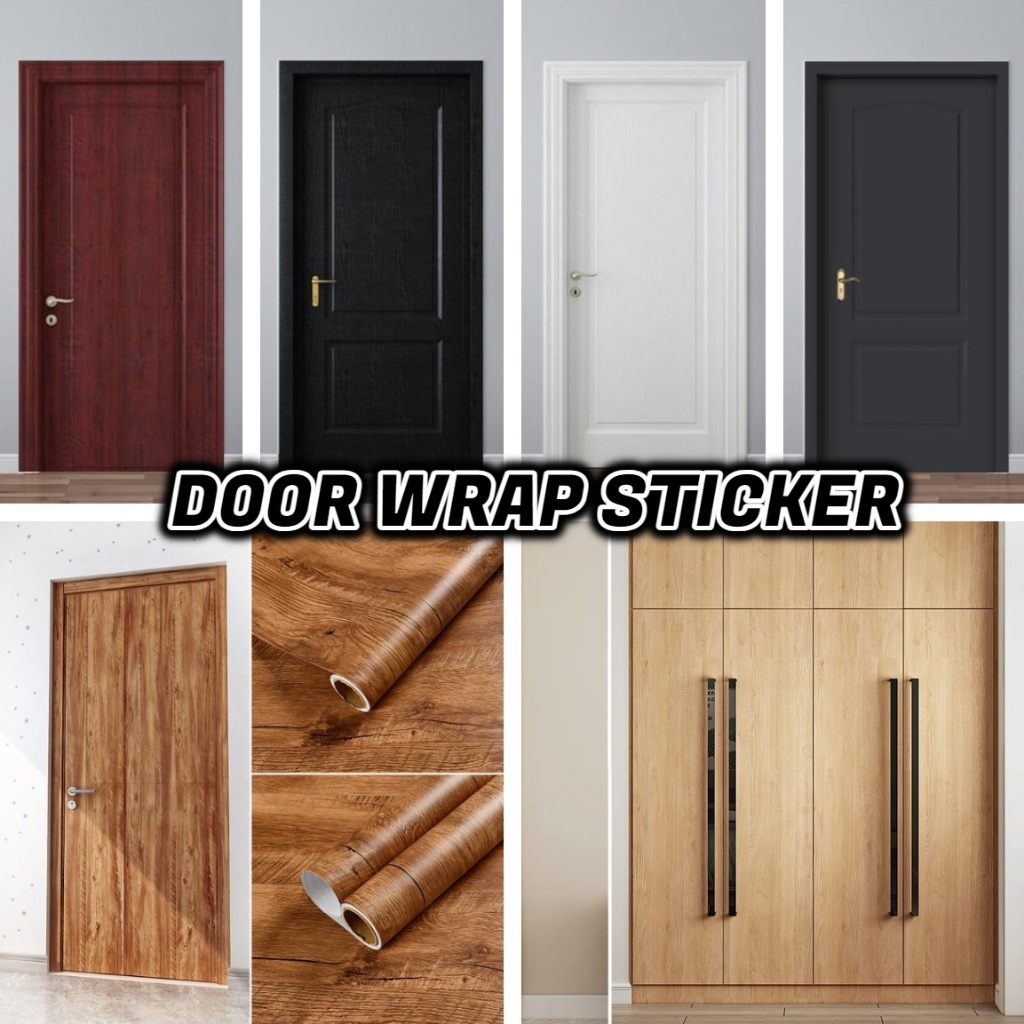 (90cm) Wooden Design Door Wrap Sticker Cabinet Furniture Decorative ...