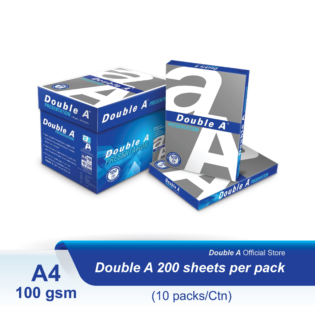 Double A 100gsm 200 Sheets (A4 size, 10 packs/Ctn) | Shopee Malaysia
