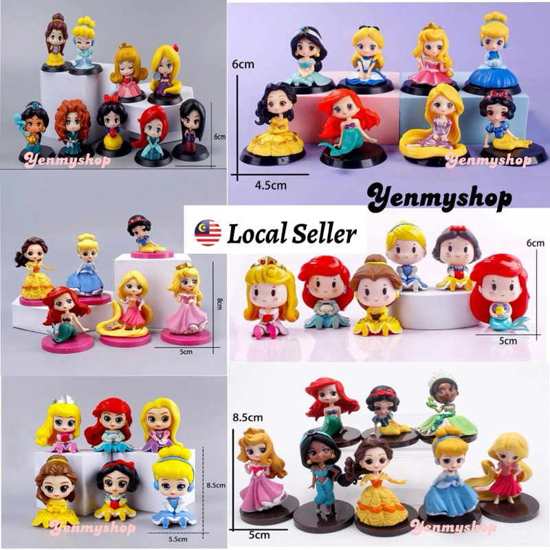 Kek Princess Doll Frozen Elsa Anna Snow White Mermaid Alice Cake Topper ...