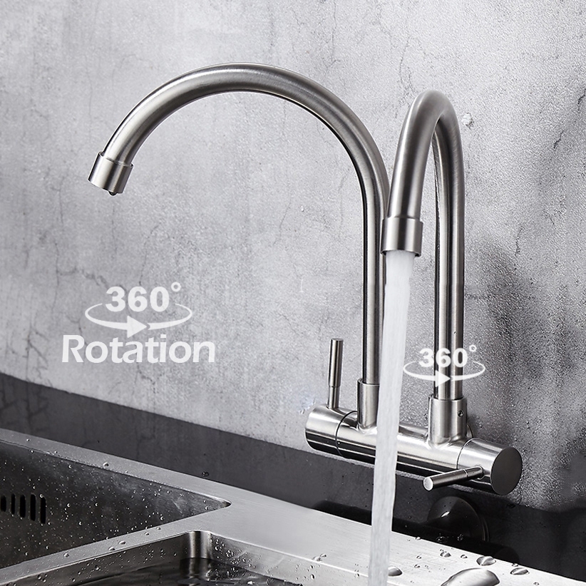 304 Stainless Steel Faucet Sink Water Tap Kitchen Sink Tap Double Tap ...