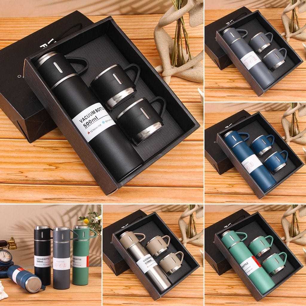 Thermos Cup Set 500ml 304 Stainless Steel Thermos Flask Bottle Cup Gift ...